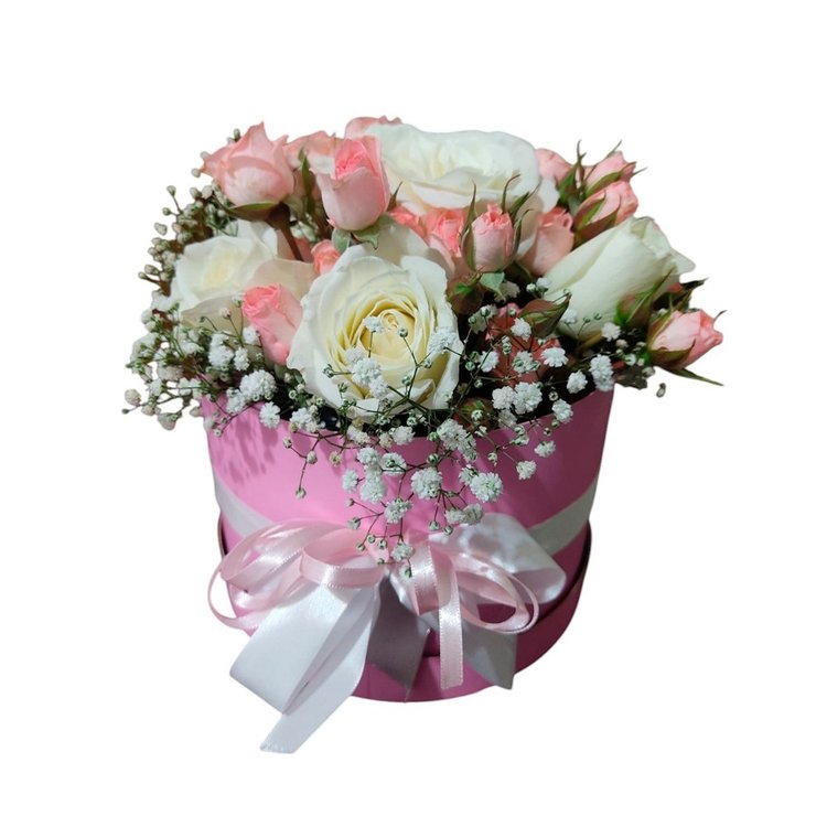 Buquê na Caixa Box Rosa Claro | Giuliana Flores