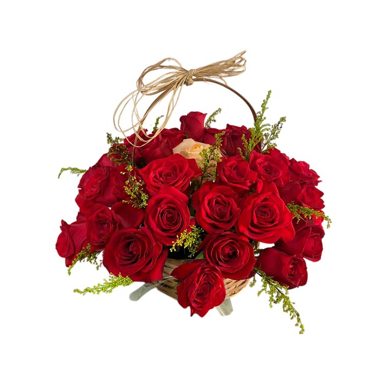 cesta de rosas 2 cores | Giuliana Flores